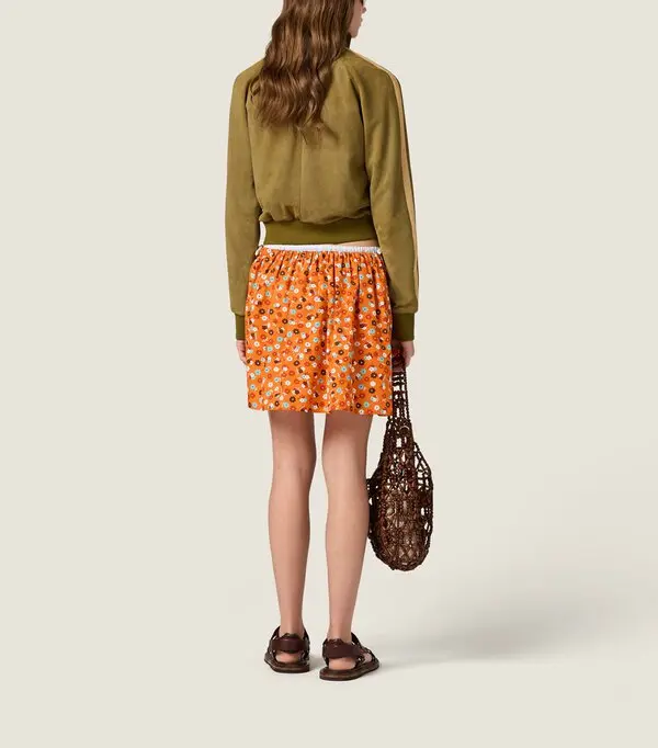 Miu Miu Cotton Floral Mini Skirt - Orange