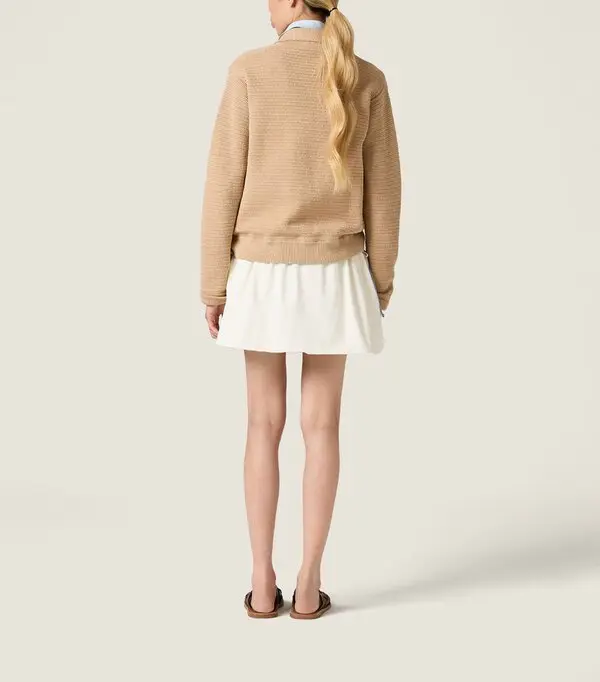 Miu Miu Crochet Zip-up Cardigan With Stripes