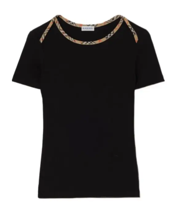 Burberry Check Trim Stretch T-shirt - Black