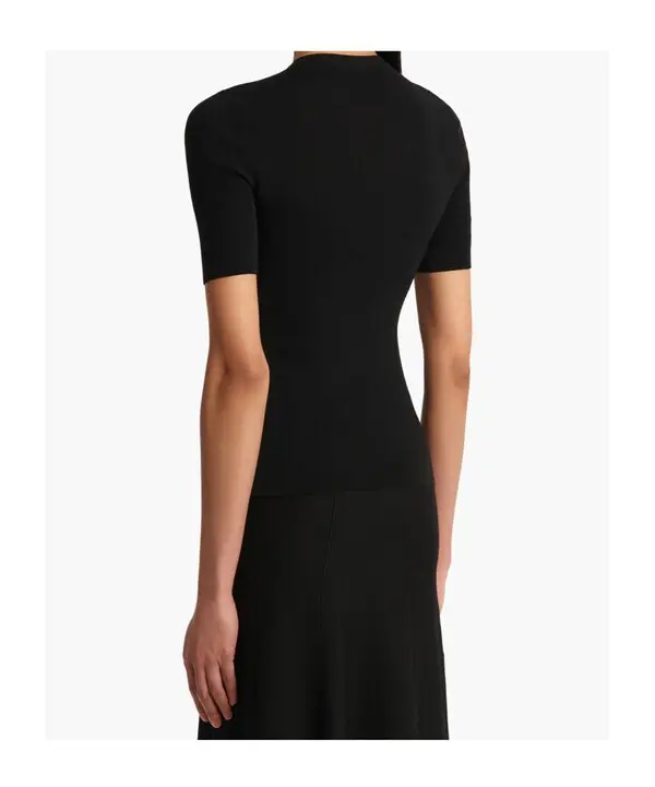Khaite Celina Short-sleeve Crewneck T-shirt In Fine Merino Wool - Black