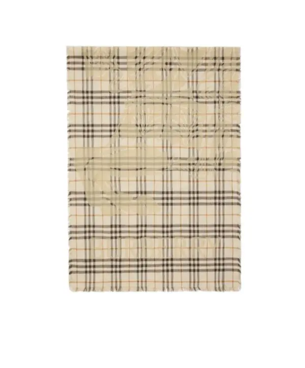 Burberry Wide Ekd Check Frayed-edege Scarf - Eggshell White