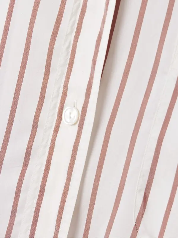 THE ROW Long Sleeve Striped Shirt - Ivory/cinnamon