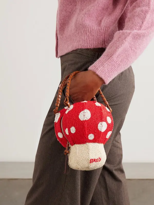 Staud Mushroom Beaded Top Handle Bag