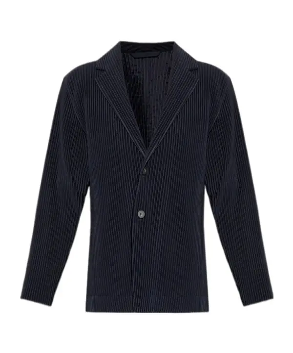 Issey Miyake Homme Plissé Pleated Notched Lapel Blazer