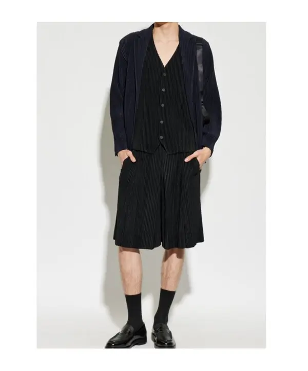 Issey Miyake Homme Plissé Pleated Notched Lapel Blazer