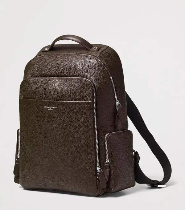 ASPINAL OF LONDON Pebbled Leather Reporter Zipped Backpack - Brown