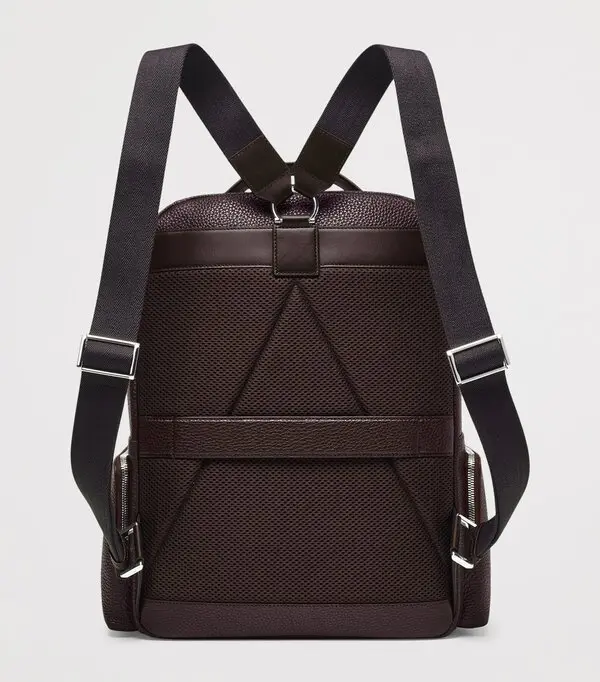 ASPINAL OF LONDON Pebbled Leather Reporter Zipped Backpack - Brown