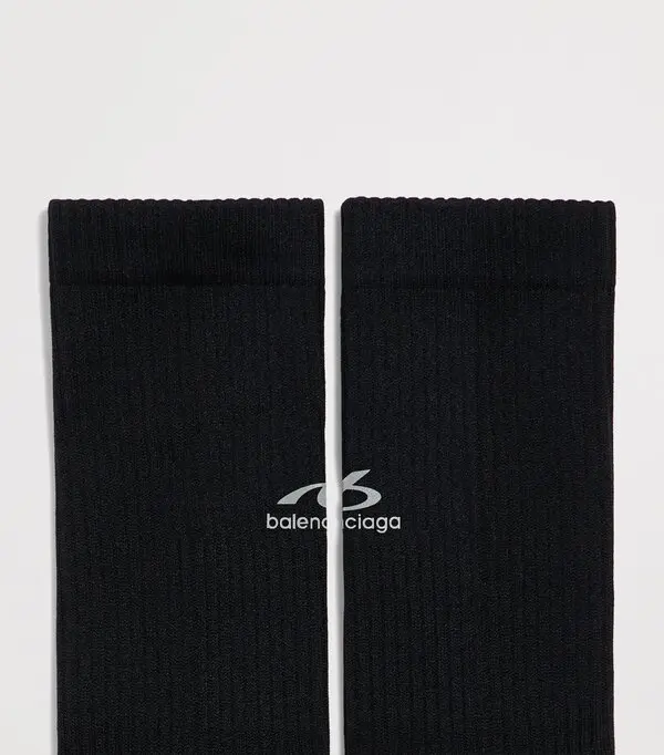 Balenciaga Ribbed Logo Ankle Socks