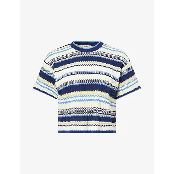 Simkhai Tenley Graphic-pattern Cotton-blend Top - Midnight Multi