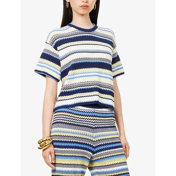 Simkhai Tenley Graphic-pattern Cotton-blend Top