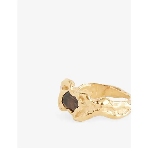 SIMUERO Ola Brown 18ct Vermeil And Smoky Quartz Ring