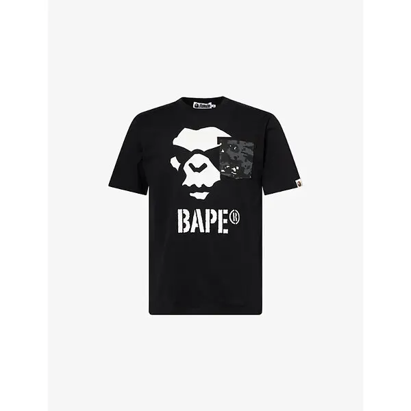 A BATHING APE Pixel Camo-pocket Cotton-jersey T-shirt - Black