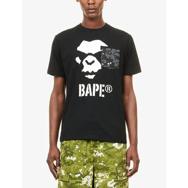 A BATHING APE Pixel Camo-pocket Cotton-jersey T-shirt