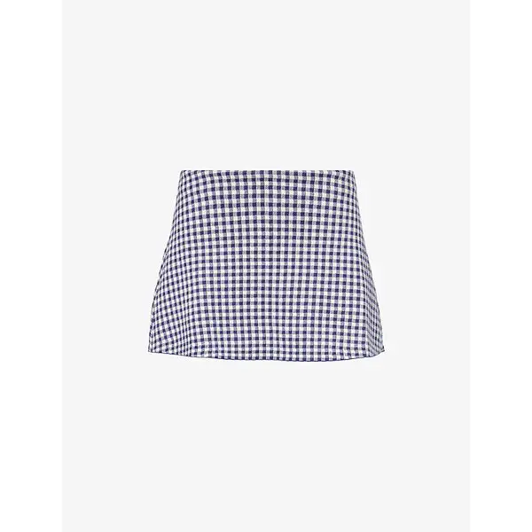 Good American The Keepsake Gingham-print Knitted Mini Skort