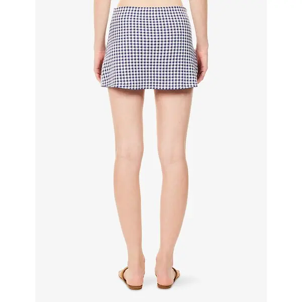 Good American The Keepsake Gingham-print Knitted Mini Skort