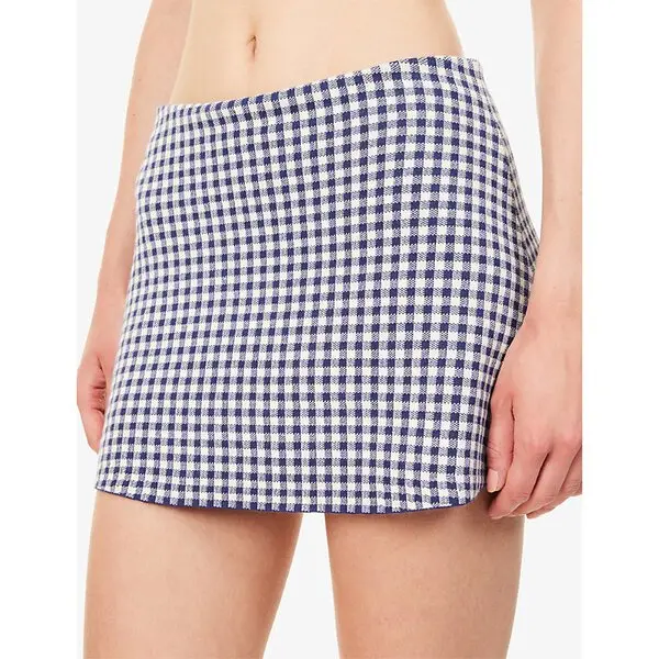 Good American The Keepsake Gingham-print Knitted Mini Skort