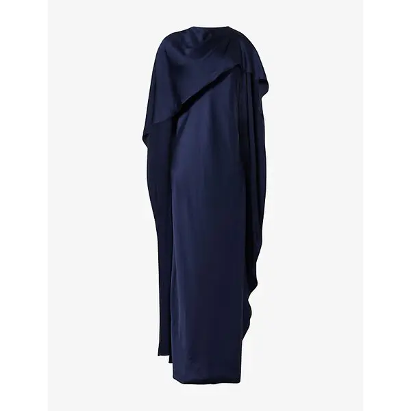 Simkhai Izel Cape Satin Maxi Dress - Midnight