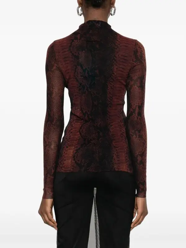 JEAN PAUL GAULTIER Snakeskin Print Mesh Top - Brown