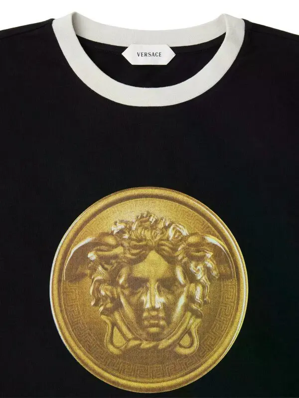 Versace Printed Cotton-jersey Regular T-shirt - Black