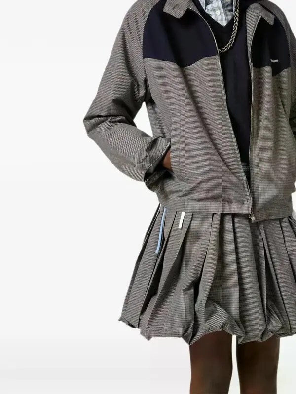 Miu Miu Pleated Gingham Check Mini Skirt - Grey