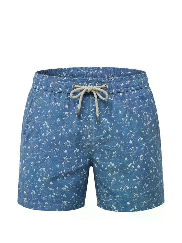 MC2 SAINT BARTH Palm-tree Print Swim Shorts - Blue