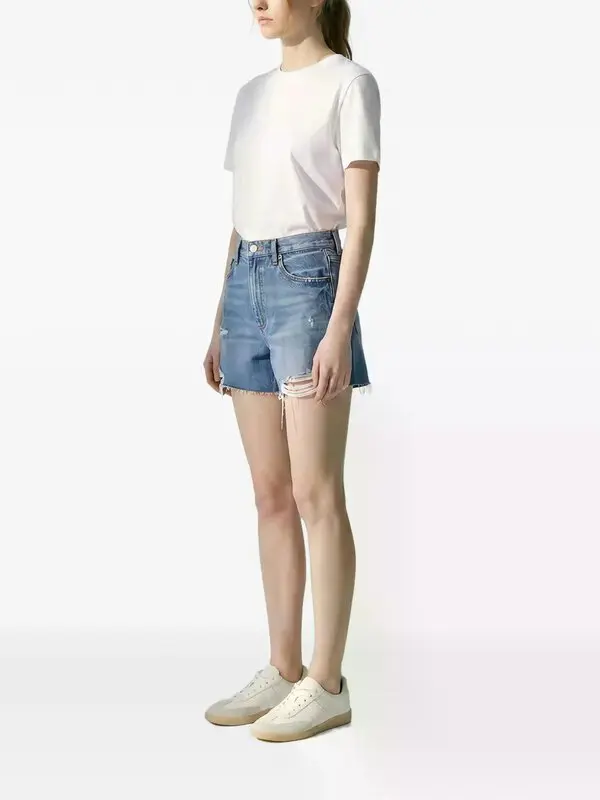HEY JOANIE Distressed Frayed-hem Denim Shorts