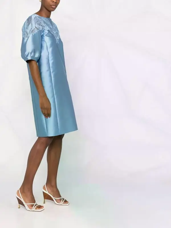 Alberta Ferretti Macramé-lace Balloon-sleeve Midi Dress