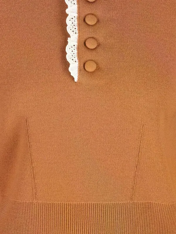 Chloé Wool Lace-trim Sweater - Orange