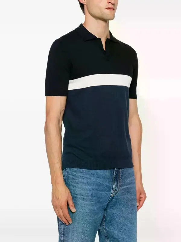 JEORDIE'S Colour-block Short-sleeve V-neck Cotton Shirt