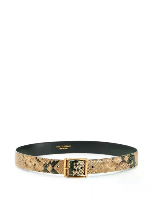NILI LOTAN Snake-effect Leather Belt - Neutrals