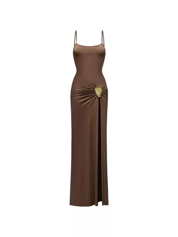KOROBEYNIKOV Ruched Oyster-embellished Maxi Dress