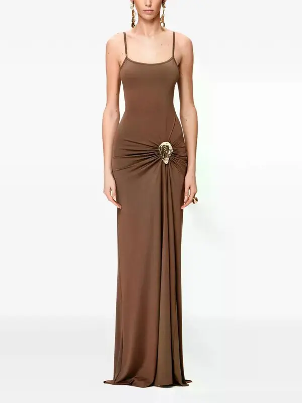 KOROBEYNIKOV Ruched Oyster-embellished Maxi Dress