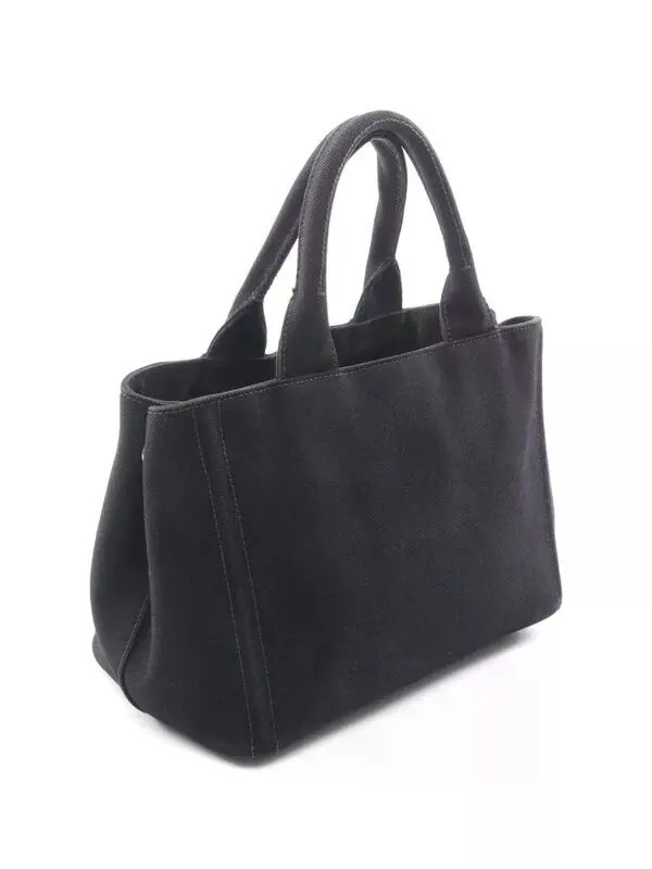 Prada Canapa Embossed Logo Tote Bag - Black