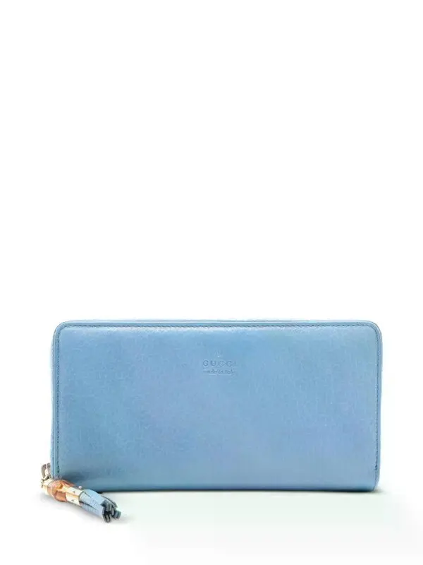 Gucci 10s Bamboo Leather Wallet - Blue