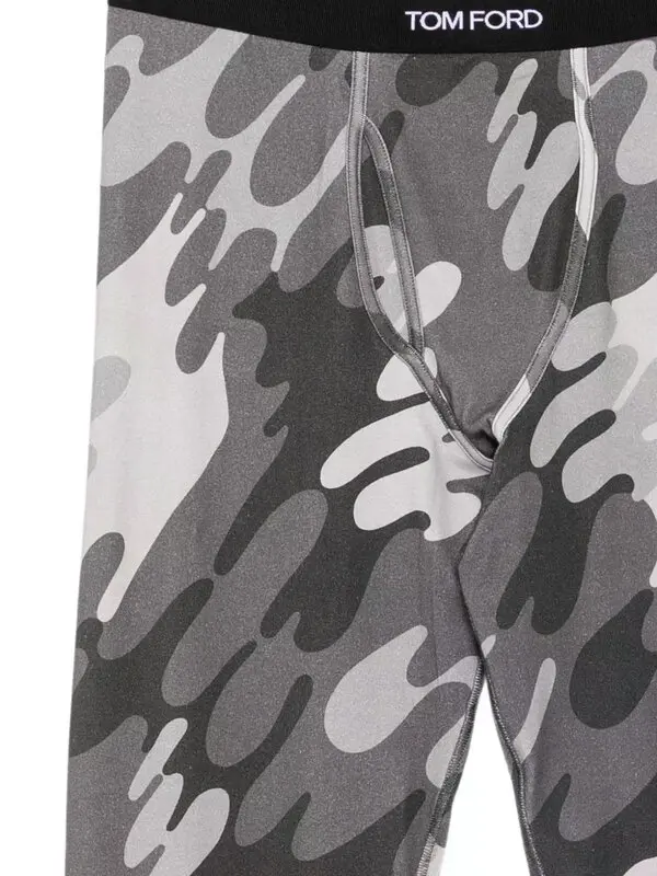 TOM FORD Camouflage-print Logo-waistband Long Johns - Grey
