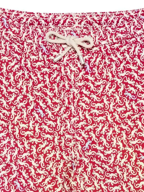 MC2 SAINT BARTH Lizard-print Swim Shorts - Red