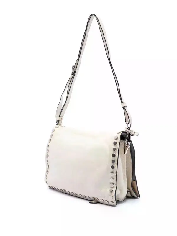 Prada Glace Calfskin Studded Etiquette Flap Satchel - White