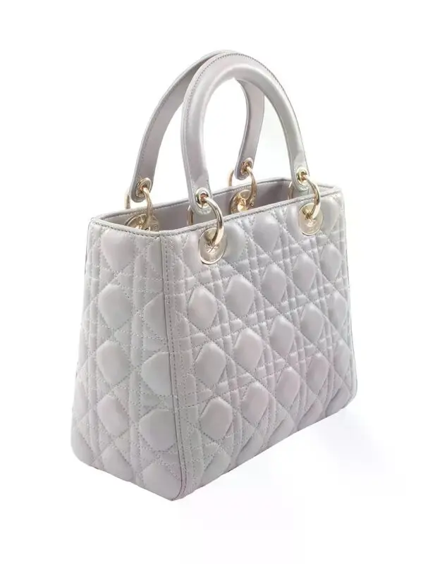 Dior Lambskin Cannage Lady Satchel - Grey