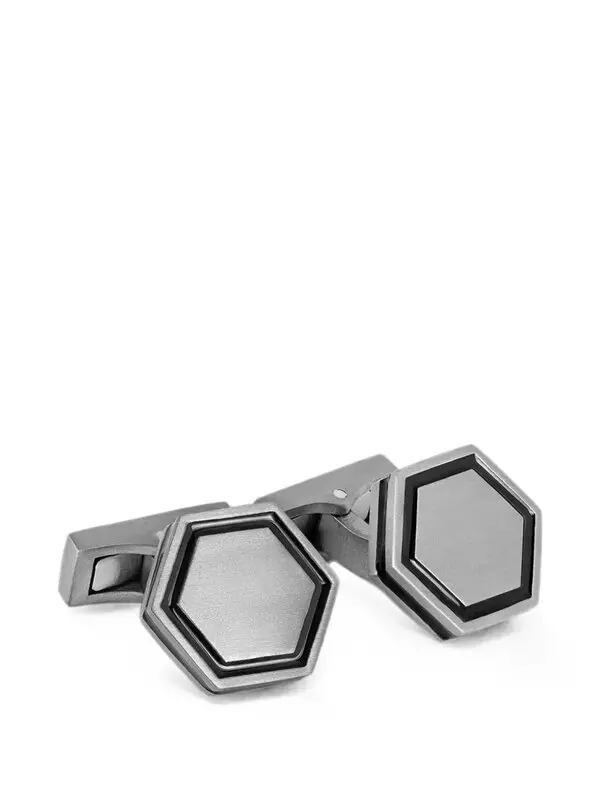 Tateossian Hexagon Enamel Cufflinks - Silver