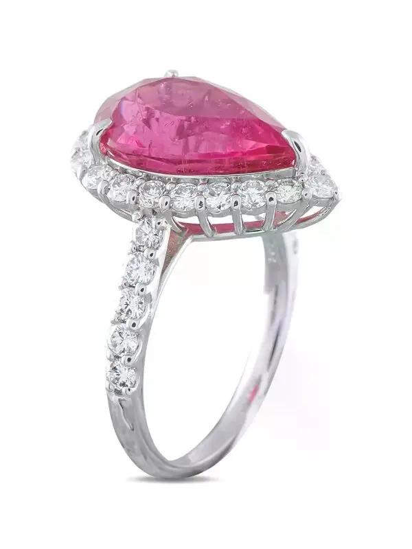 LB EXCLUSIVE Platinum Pear-cut Rubellite And Diamond Ring