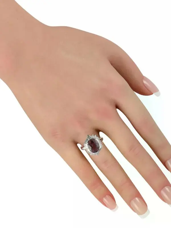 LB EXCLUSIVE Platinum Oval Spinel And Diamond Ring - Silver