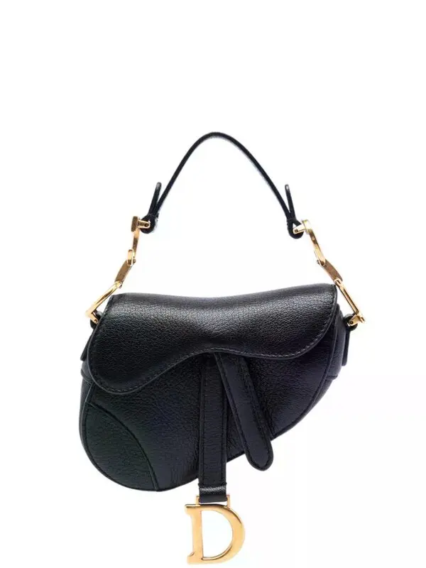 Dior Micro Goatskin Saddle Bag Satchel - Black