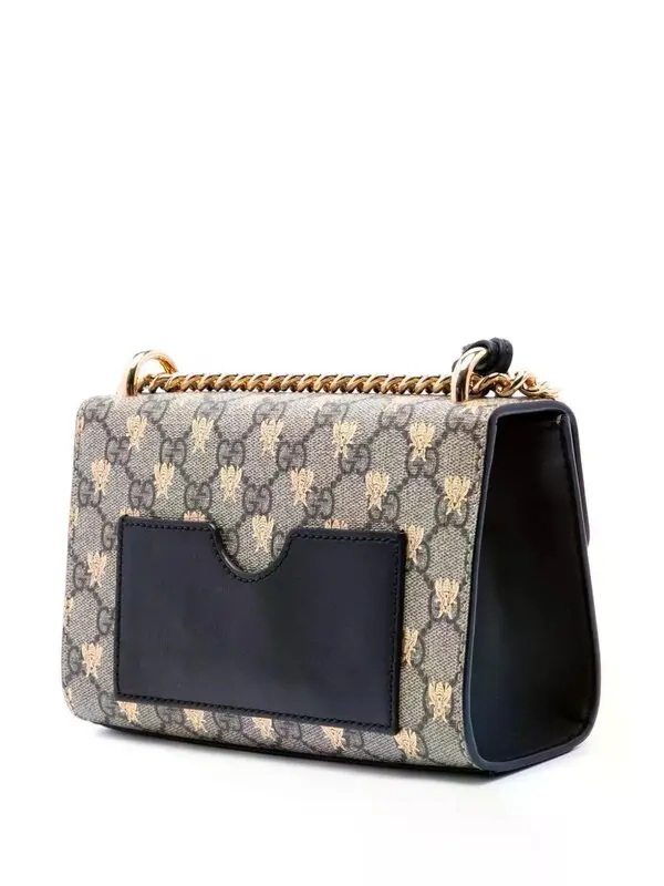Gucci Small Gg Supreme Bee Padlock Crossbody Bag - Black