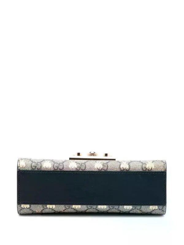 Gucci Small Gg Supreme Bee Padlock Crossbody Bag - Black
