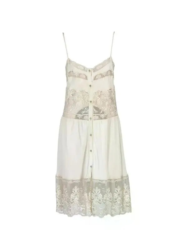 Vintage Lace-panelled Spaghetti-strap Midi Dress