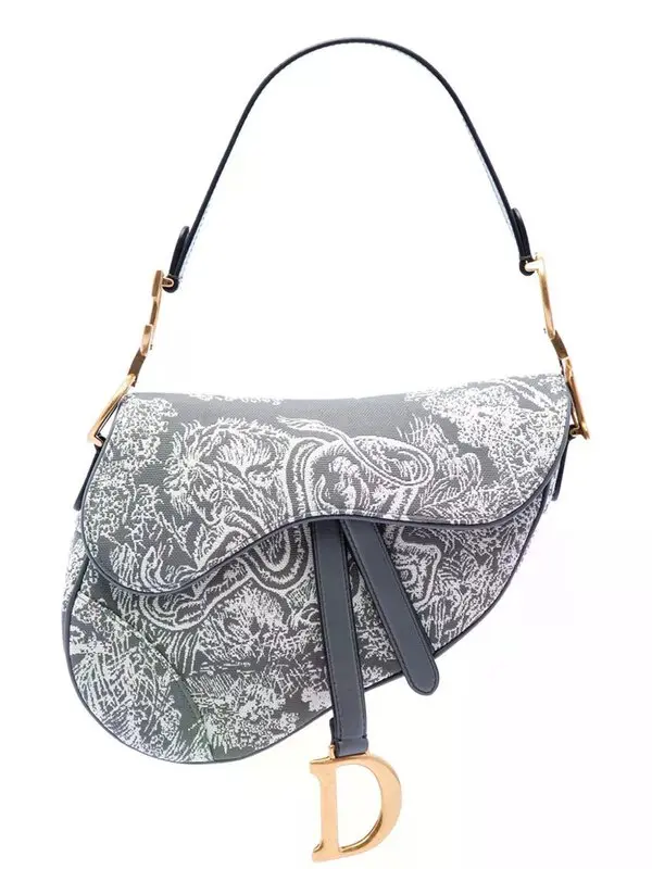 Dior 2021 Reverse Toile De Jouy Saddle Bag - Grey
