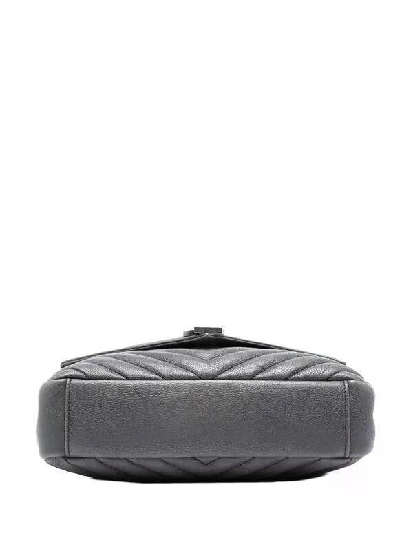Saint Laurent Medium Chevron Sheepskin Monogram College Satchel - Grey