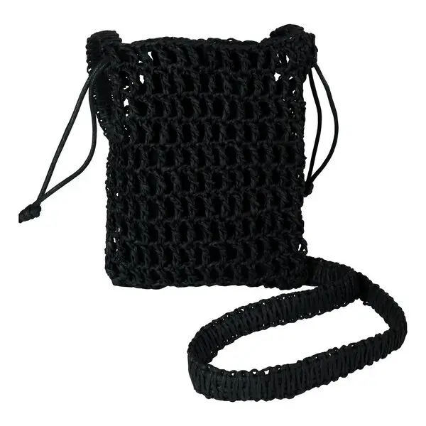 2KSTYLE Ramona Crochet Raffia Mini Cross-body Bag - Black