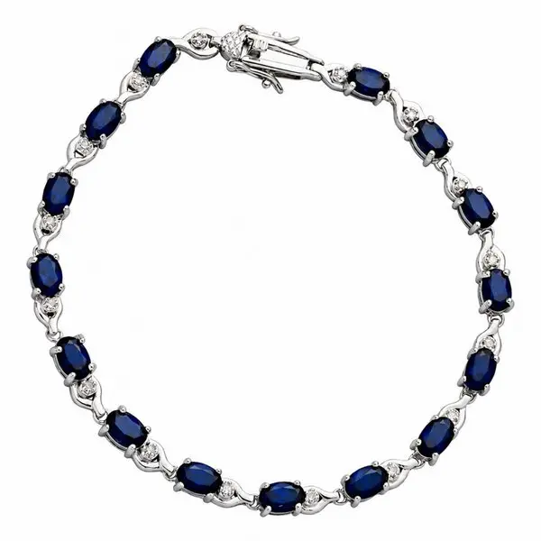 BELINDA JEWELZ Blue / Silver Elora Blue Sapphire Vintage Tennis Bracelet - Blue/silver