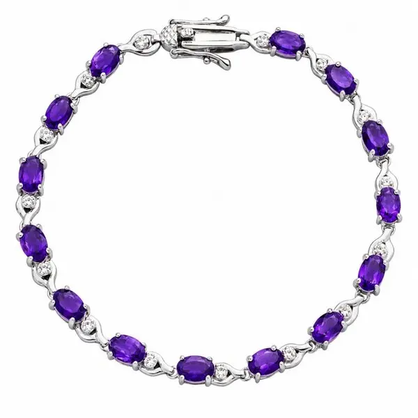BELINDA JEWELZ Elora Amethyst And White Topaz Tennis Bracelet In Sterling Silver - Pink/silver